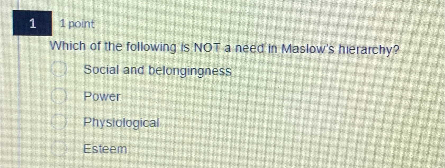 Solved 11 ﻿pointWhich of the following is NOT a need in | Chegg.com