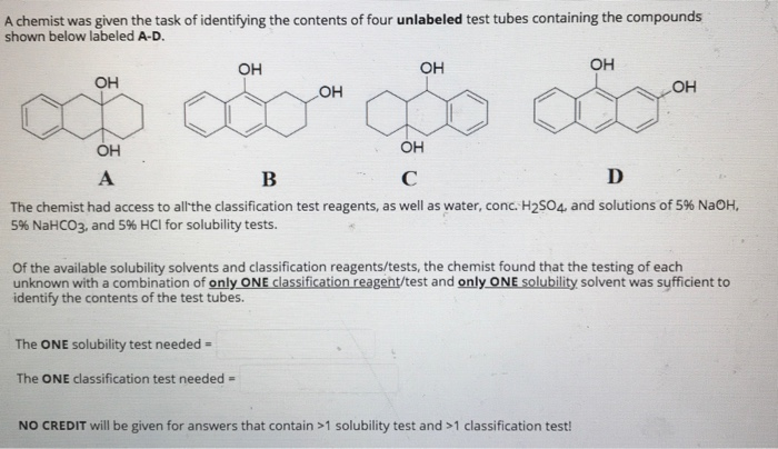 Solved A chemist was given the task of identifying the | Chegg.com