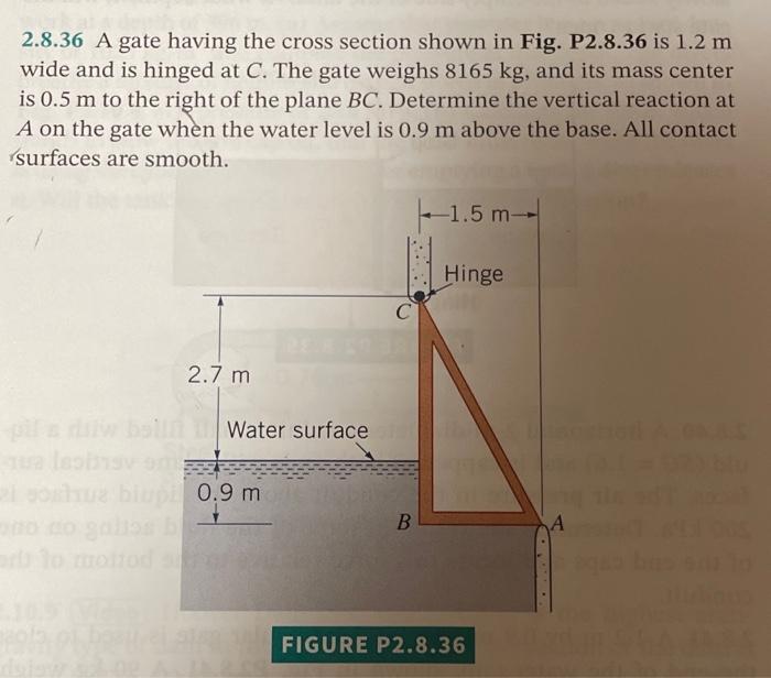 Solved 2.8.36 A gate having the cross section shown in Fig. | Chegg.com