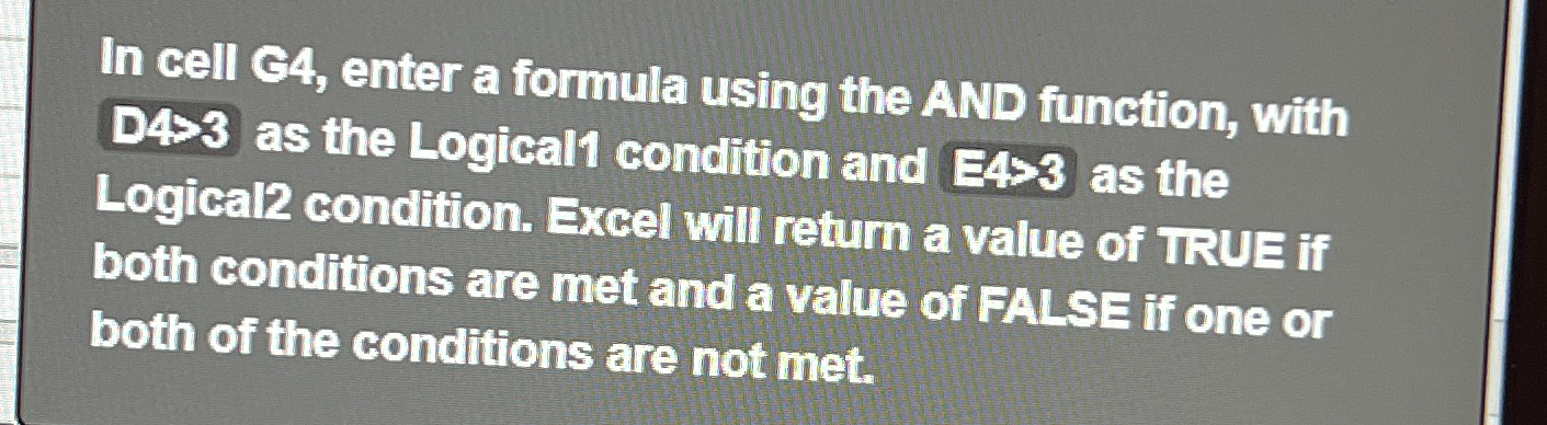 Solved In cell C4, ﻿enter a formula using the AND function, | Chegg.com