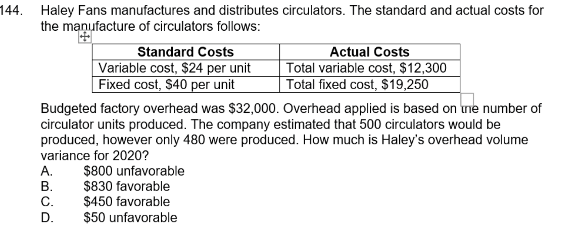 Solved Haley Fans manufactures and distributes circulators. | Chegg.com