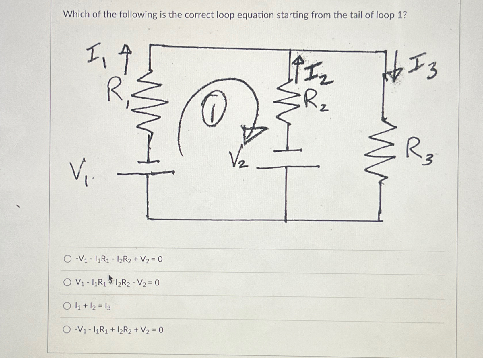 Solved Which of the following is the correct loop equation | Chegg.com