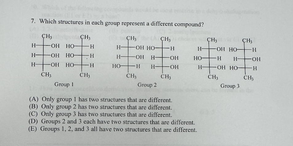 Solved 7. ﻿Which structures in each group represent a | Chegg.com