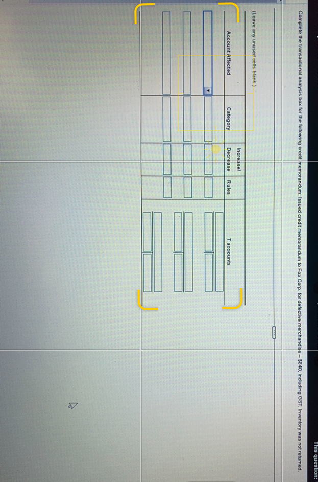 Solved This question:Complete the transactional analysis box | Chegg.com