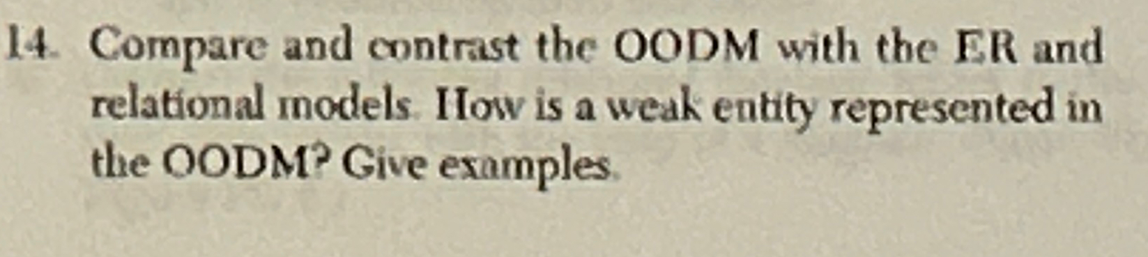 Solved Compare and contrast the OODM with the ER and | Chegg.com