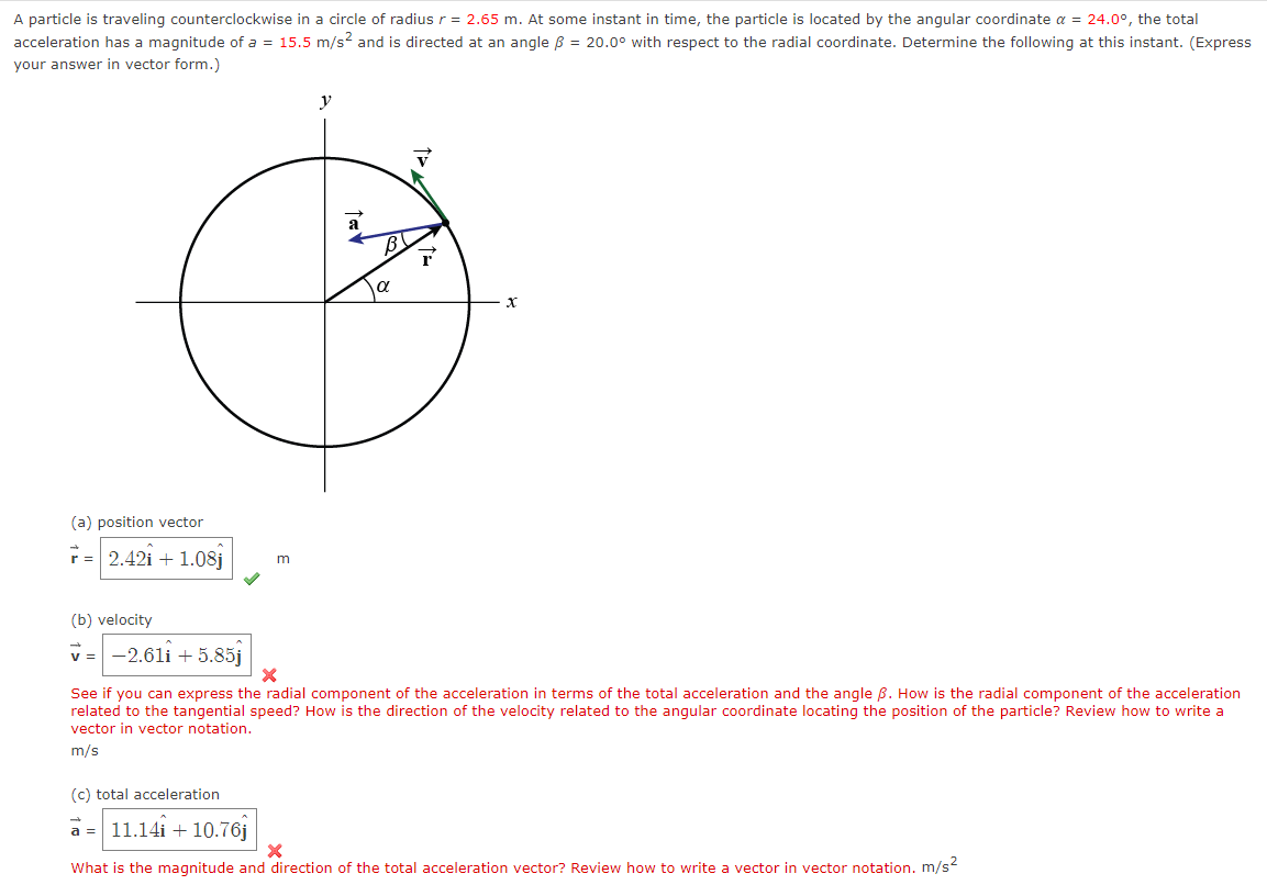 Solved A particle is traveling counterclockwise in a circle | Chegg.com
