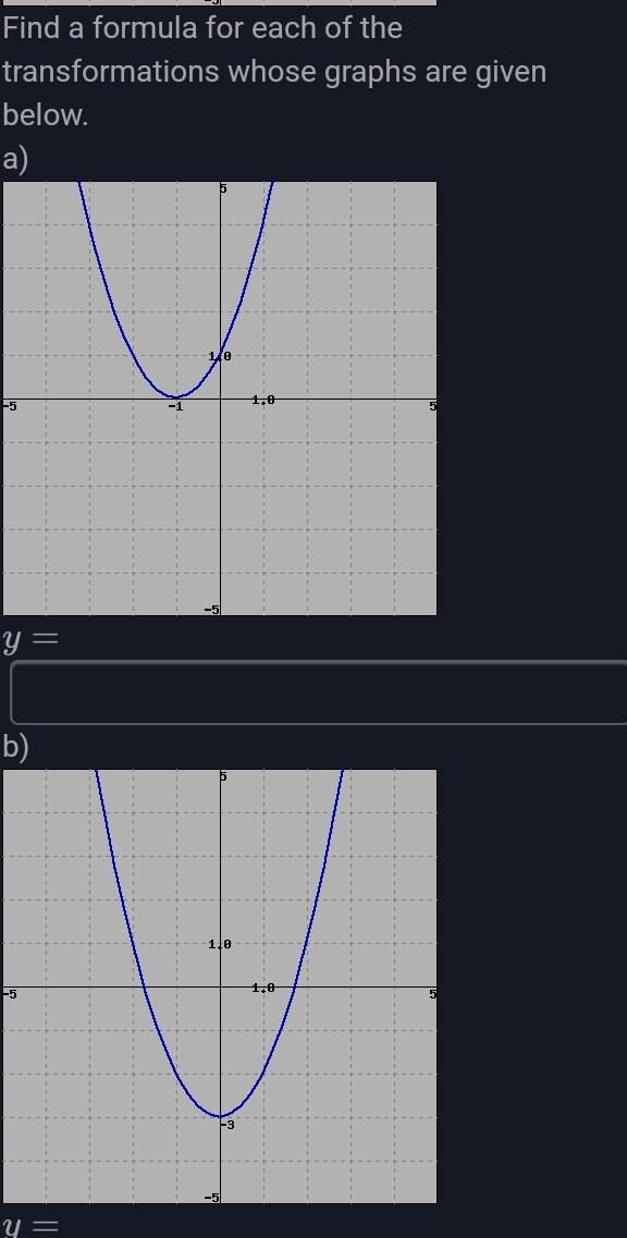 Solved (1 point) The graph of y=x2 is given below: Find a | Chegg.com