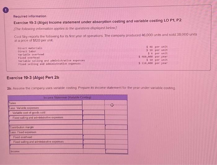 Solved Required information Exercise 19-3 (Algo) Income | Chegg.com