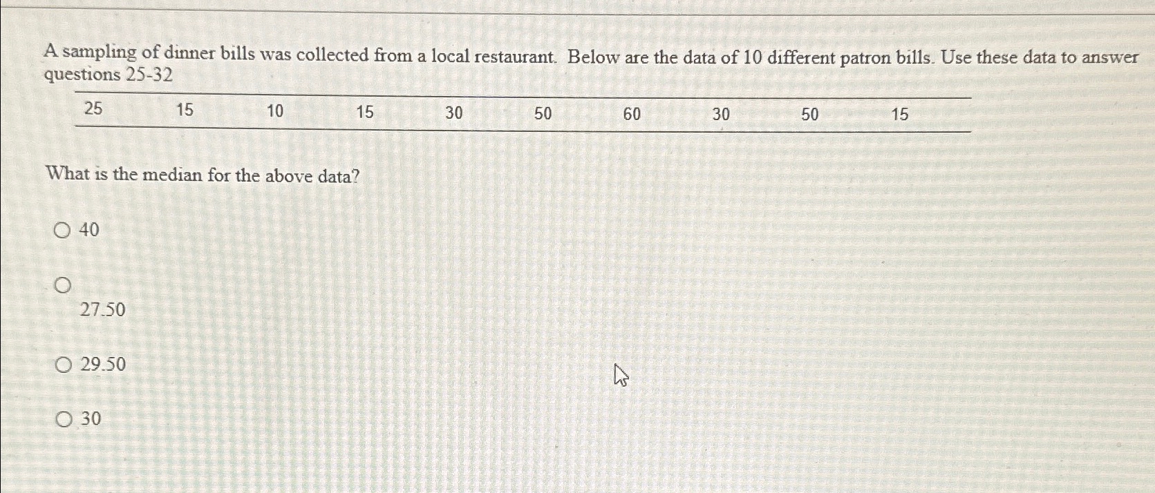 Solved A sampling of dinner bills was collected from a local | Chegg.com