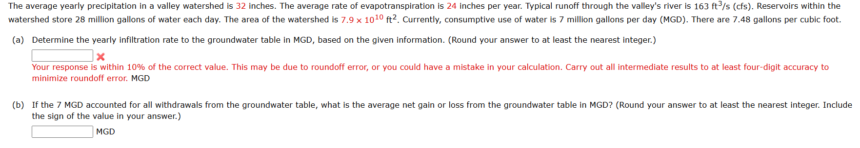 Solved (a) ﻿Determine the yearly infiltration rate to the | Chegg.com