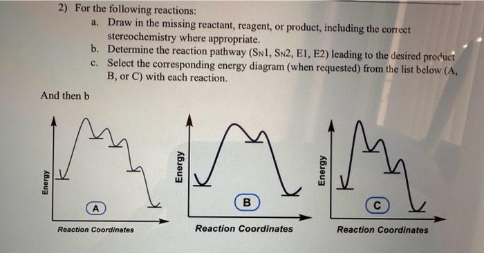 Solved 2) For the following reactions: a. Draw in the | Chegg.com