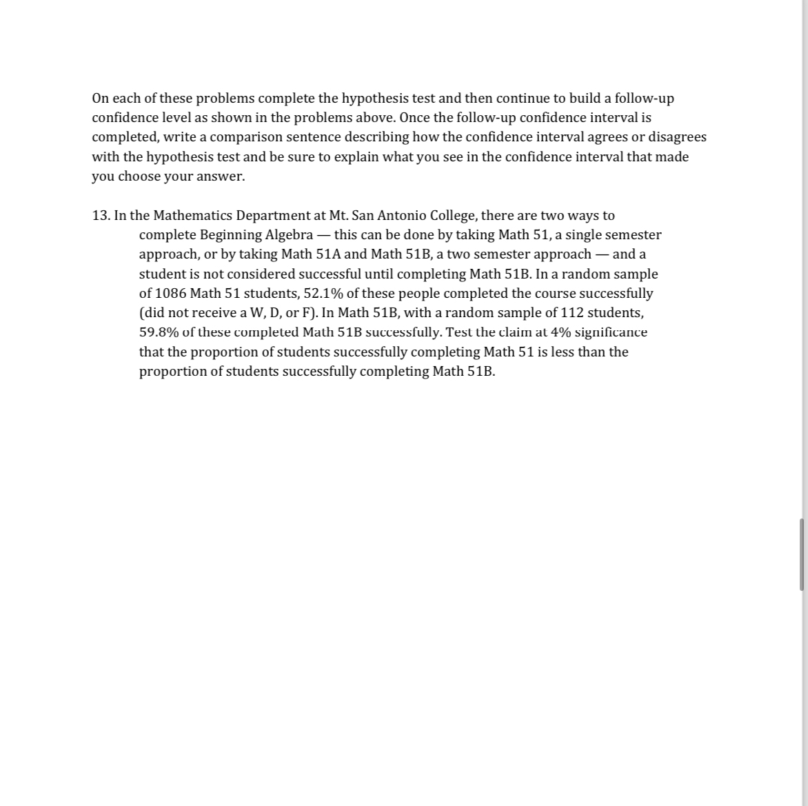 Solved On each of these problems complete the hypothesis | Chegg.com