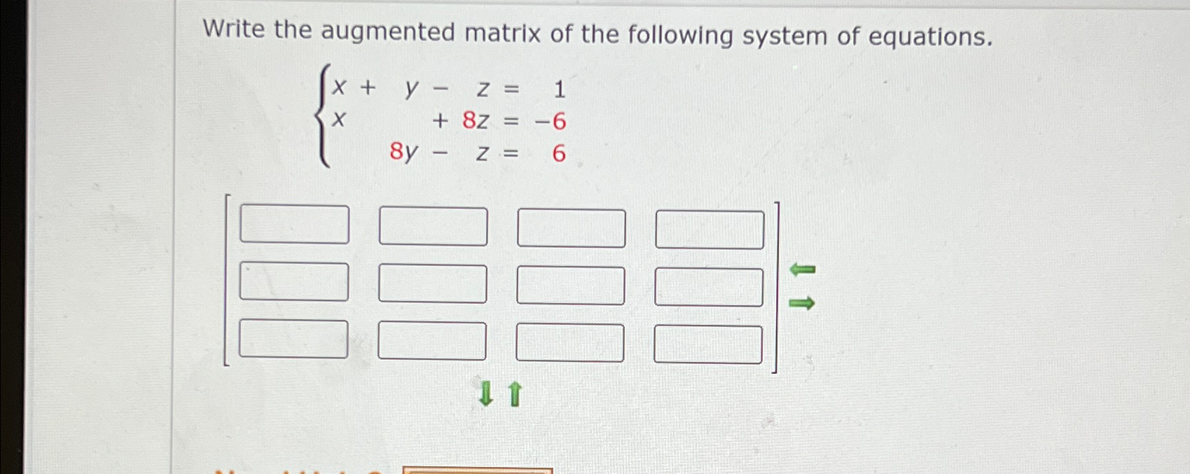 Solved Write the augmented matrix of the following system of | Chegg.com