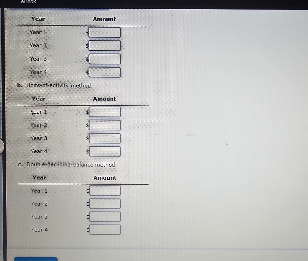 Solved eBookDepreciation by Three Methods; Partial | Chegg.com