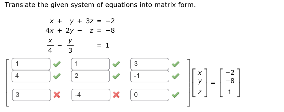 Solved Translate the given system of equations into matrix | Chegg.com