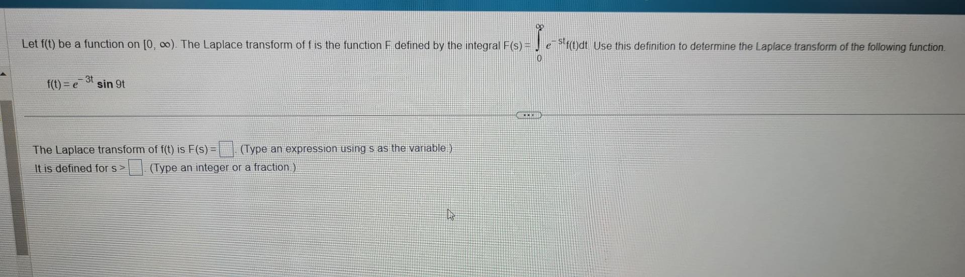 Solved Let f(t) ﻿be a function on [0,∞). ﻿The Laplace | Chegg.com