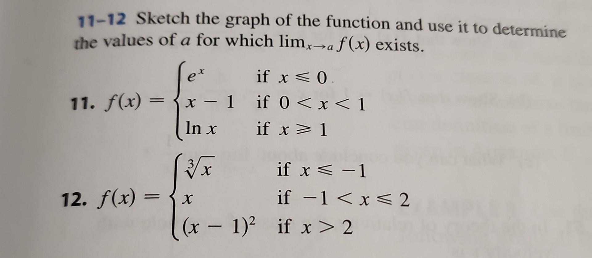 Solved 11-12 Sketch the graph of the function and use it to | Chegg.com