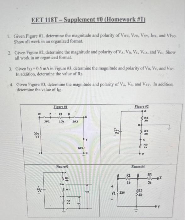 EET 118T - Supplement \#0 (Homework \#1) 1. Given | Chegg.com