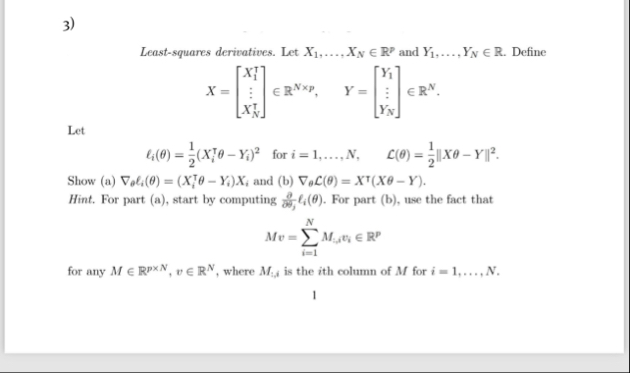 Solved Least-squares derivatives. Let x1,dots,xNinRp ﻿and | Chegg.com