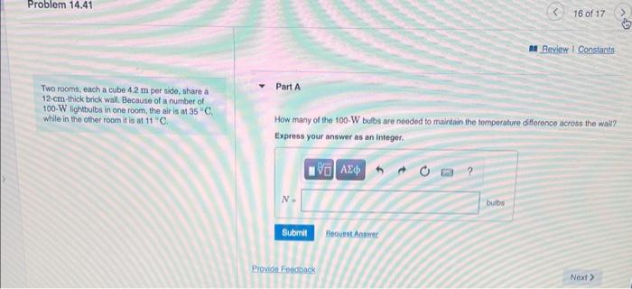 Solved Two rooms, each a cube 4.2 m per side, share a Part A | Chegg.com