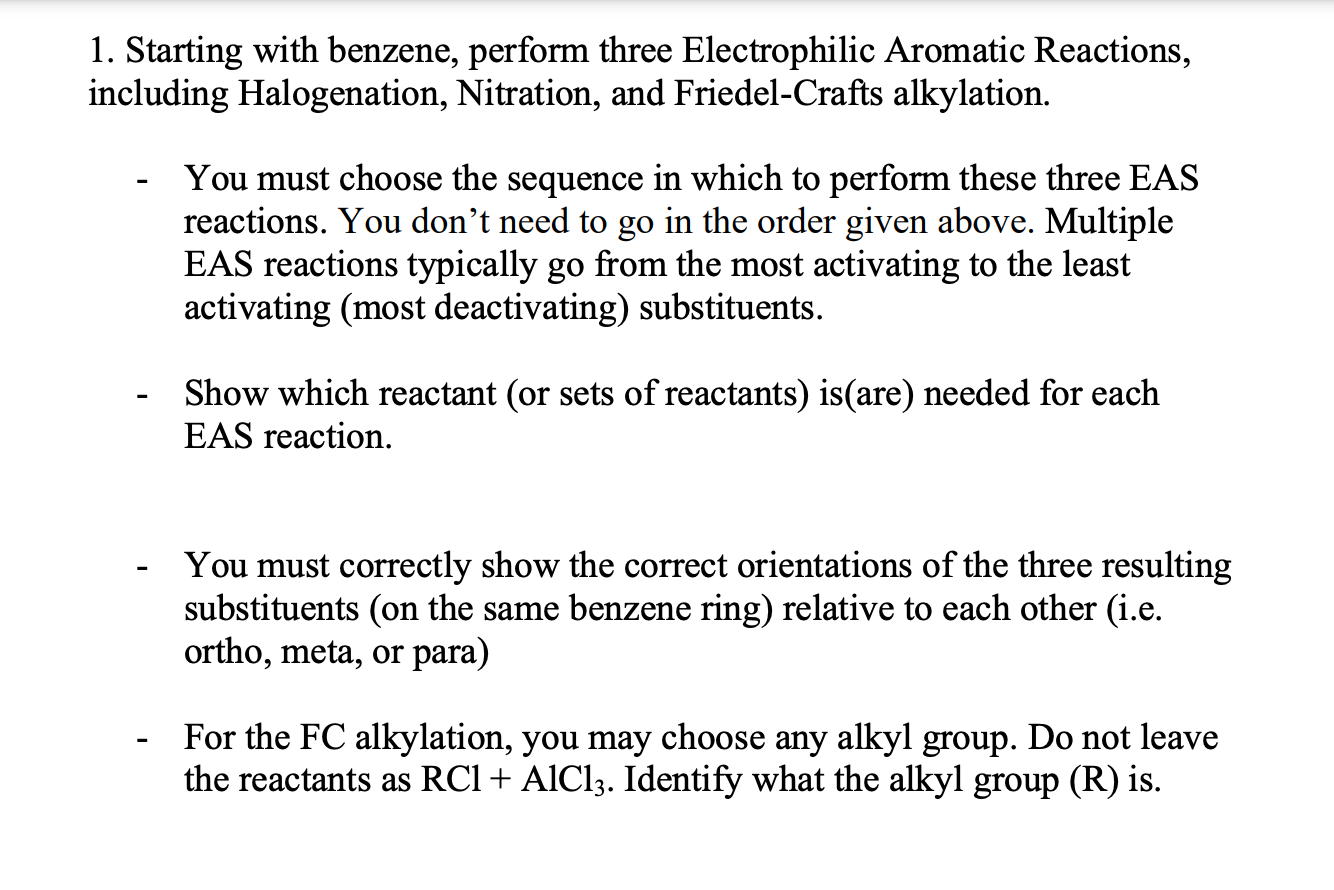 Solved Starting with benzene, perform three Electrophilic | Chegg.com