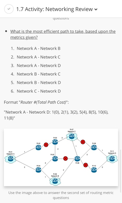 Solved 1.7 Activity: Networking Review v Routing Metric | Chegg.com