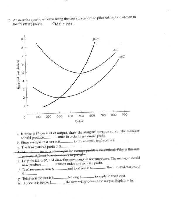 Solved 3. Answer the questions below using the cost curves | Chegg.com