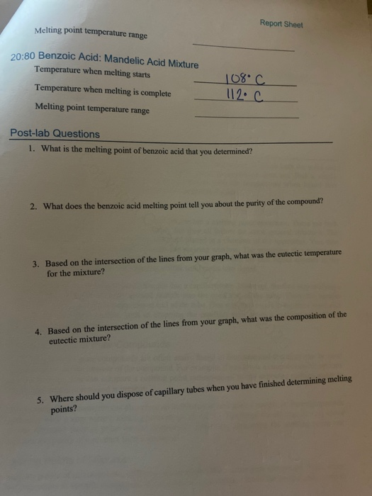 Lab 3: Melting Points of Compounds and Mixtures | Chegg.com