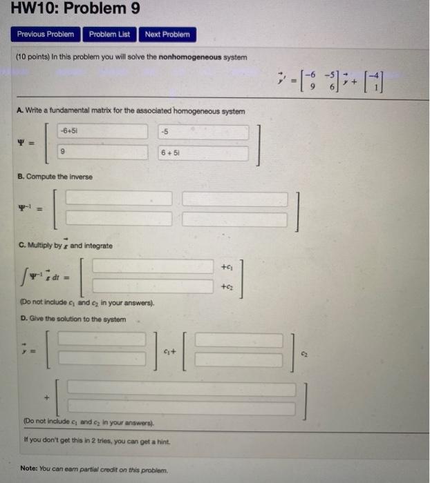 Solved HW10: Problem 9 Previous Problem Problem List Next | Chegg.com