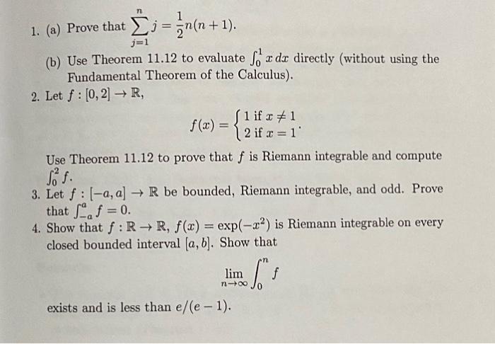 Solved 1. (a) Prove that ∑j=1nj=21n(n+1). (b) Use Theorem | Chegg.com