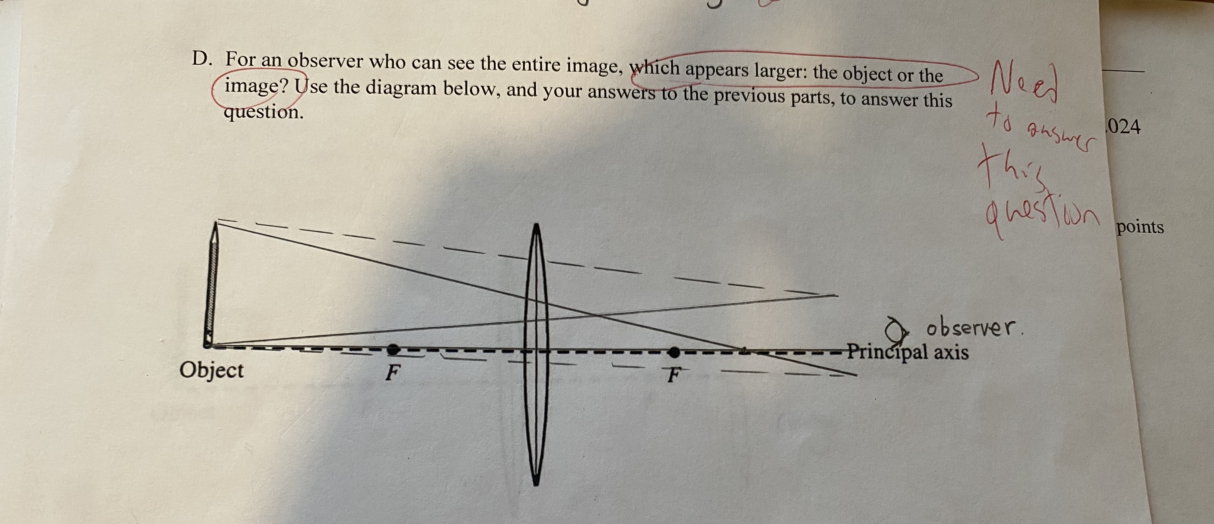 Solved D. ﻿For an observer who can see the entire image, | Chegg.com