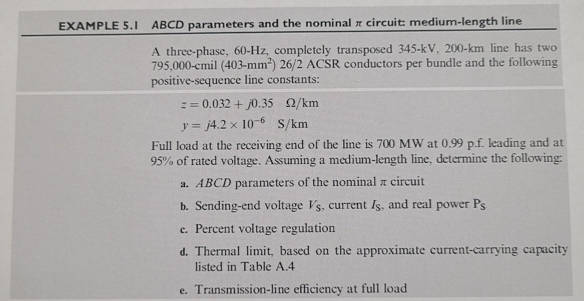 Solved Example 5i Abcd Parameters And The Nominal π