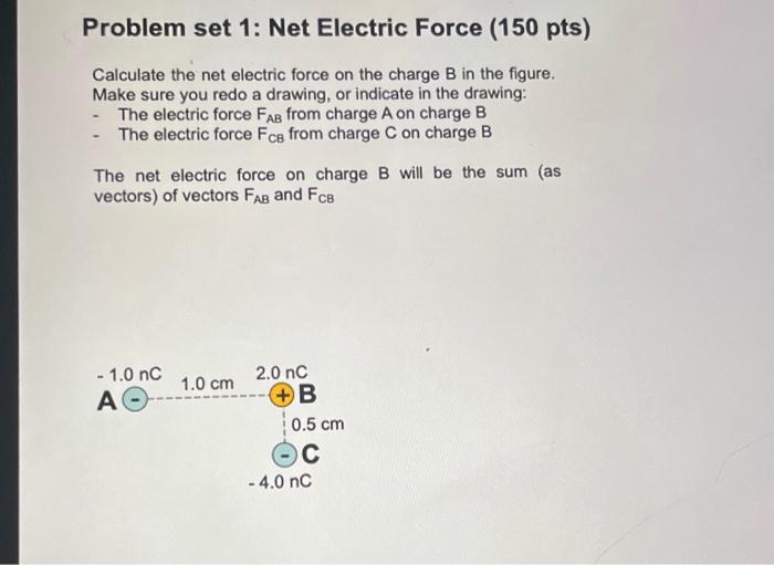 Solved Problem set 1: Net Electric Force (150 pts) Calculate | Chegg.com