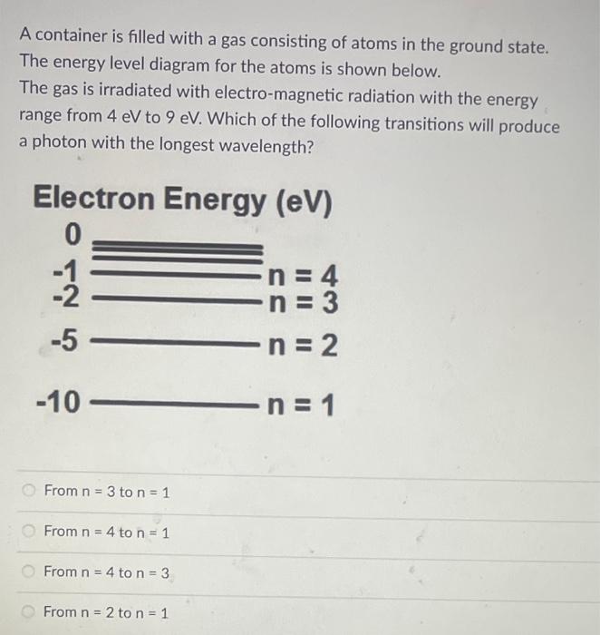 Solved A container is filled with a gas consisting of atoms | Chegg.com