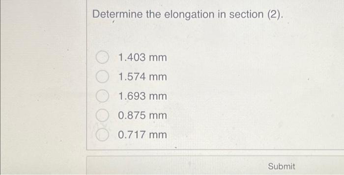 Solved Determine the elongation in section (2). 1.403 mm | Chegg.com