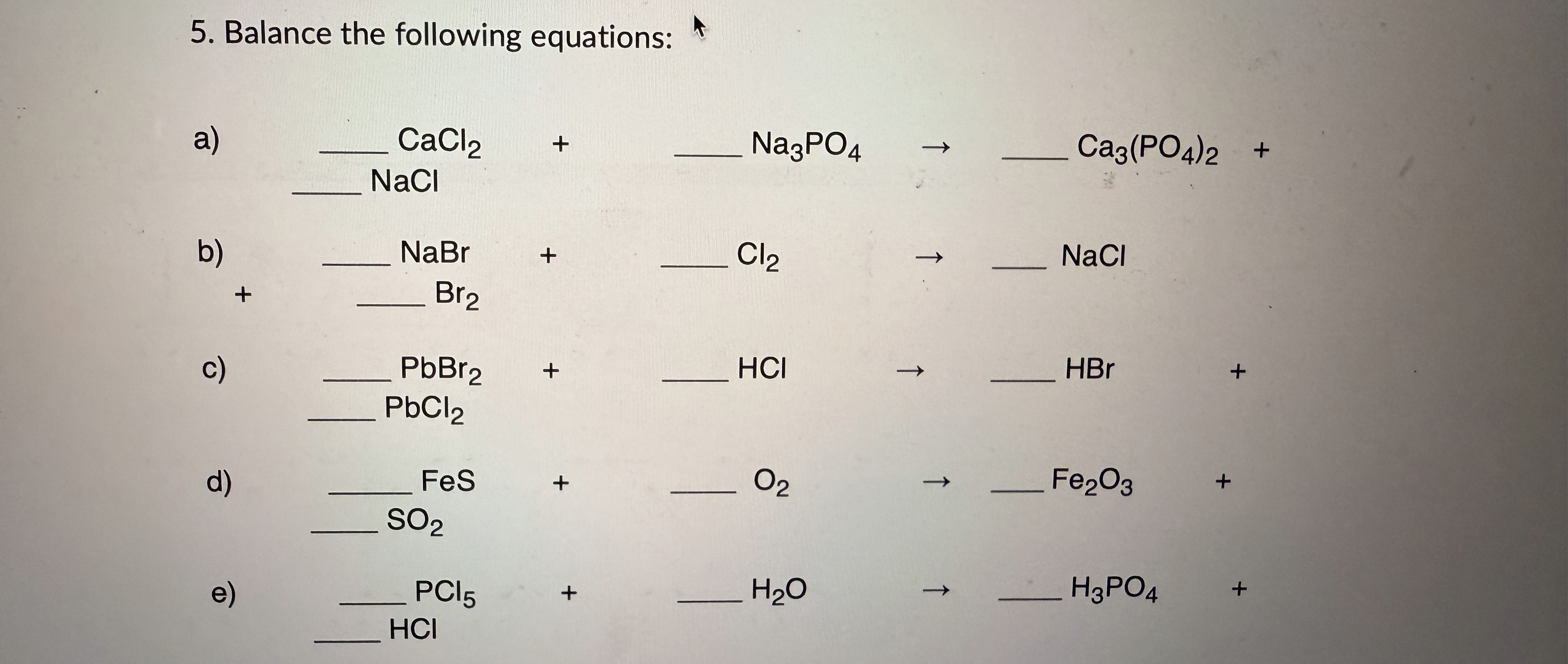 Solved Balance the following | Chegg.com
