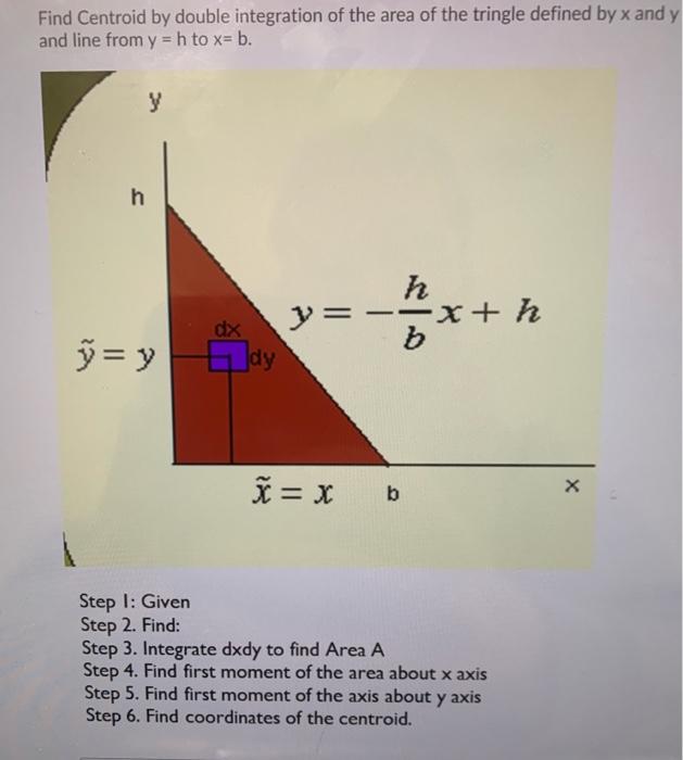 Solved Find Centroid by double integration of the area of | Chegg.com