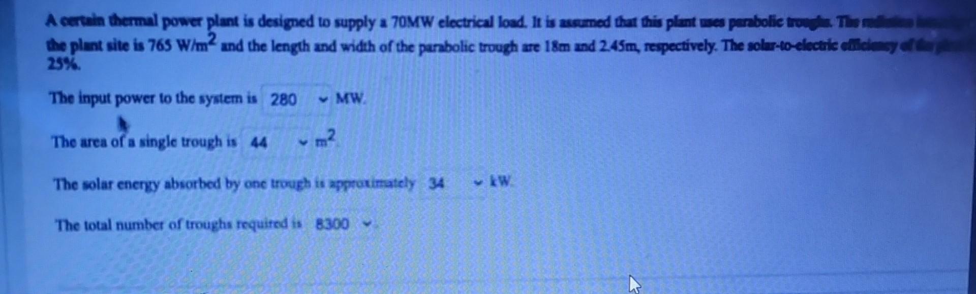 the pl. The input power to the system is MW. The area | Chegg.com
