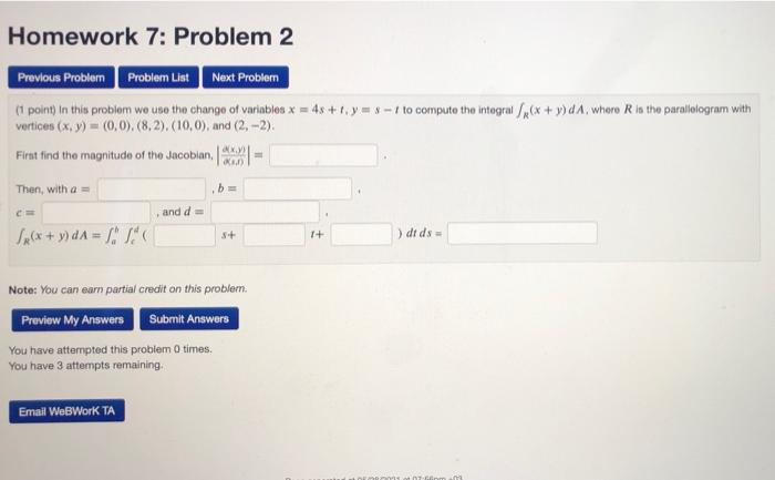 Solved Homework 7 Problem 2 Previous Problem Problem List 6375