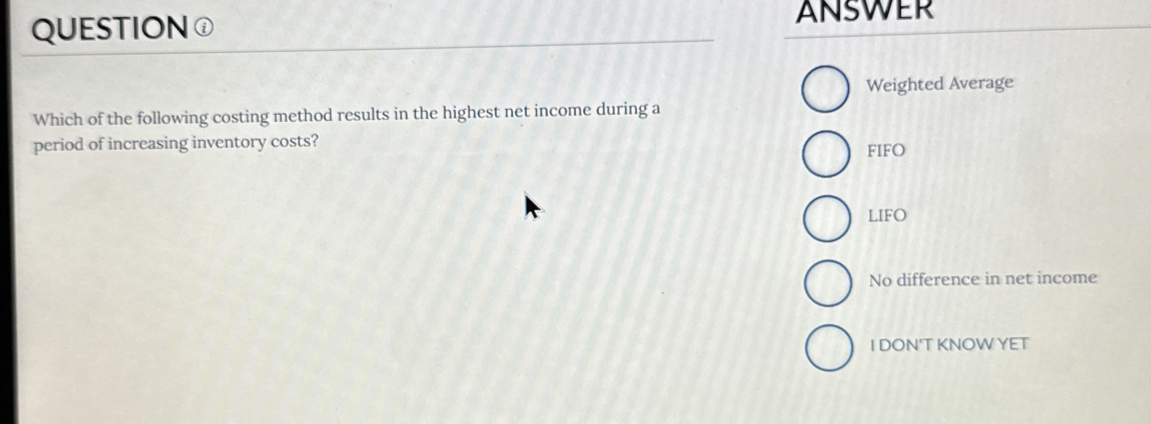 Solved QUESTION (i)ANSWERWhich of the following costing | Chegg.com