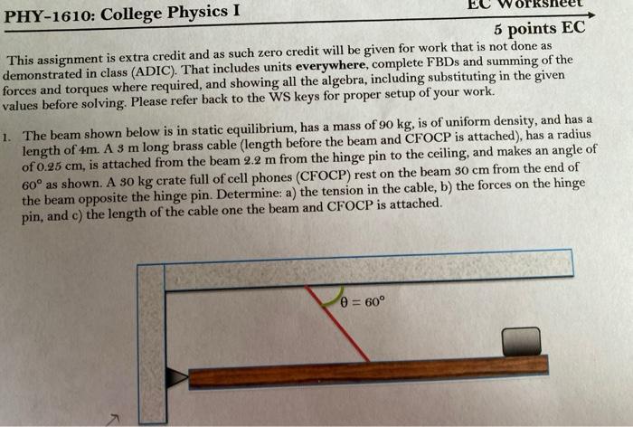 Solved PHY-1610: College Physics I 5 points EC This | Chegg.com