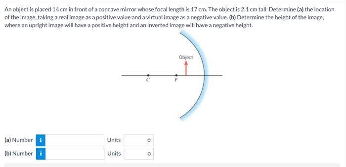 Solved An object is placed 14 cm in front of a concave | Chegg.com