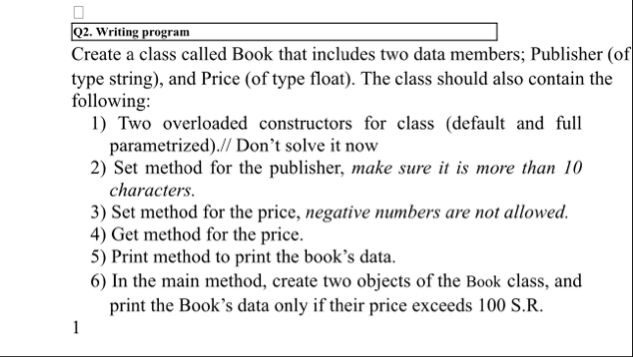 [Solved]: Use NetBeans plz Q2. Writing program Create a cla