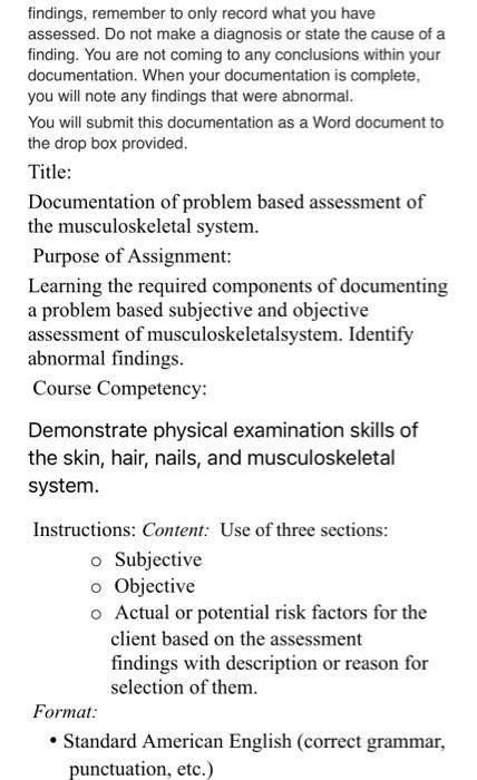 Solved findings, remember to only record what you have | Chegg.com
