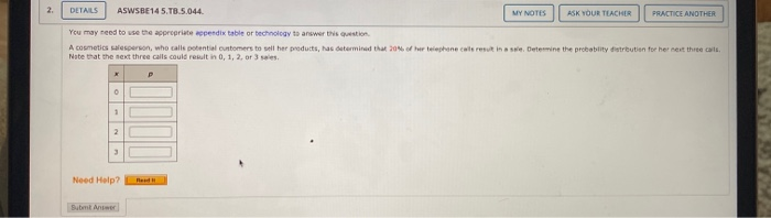 Solved 2. DETAILS ASWSBE14 5.TB.5.044 MY NOTES ASK YOUR | Chegg.com