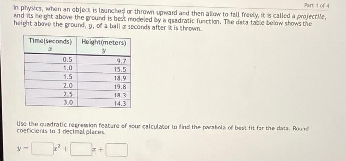 Solved 2 Part 1 of 4 In physics, when an object is launched | Chegg.com