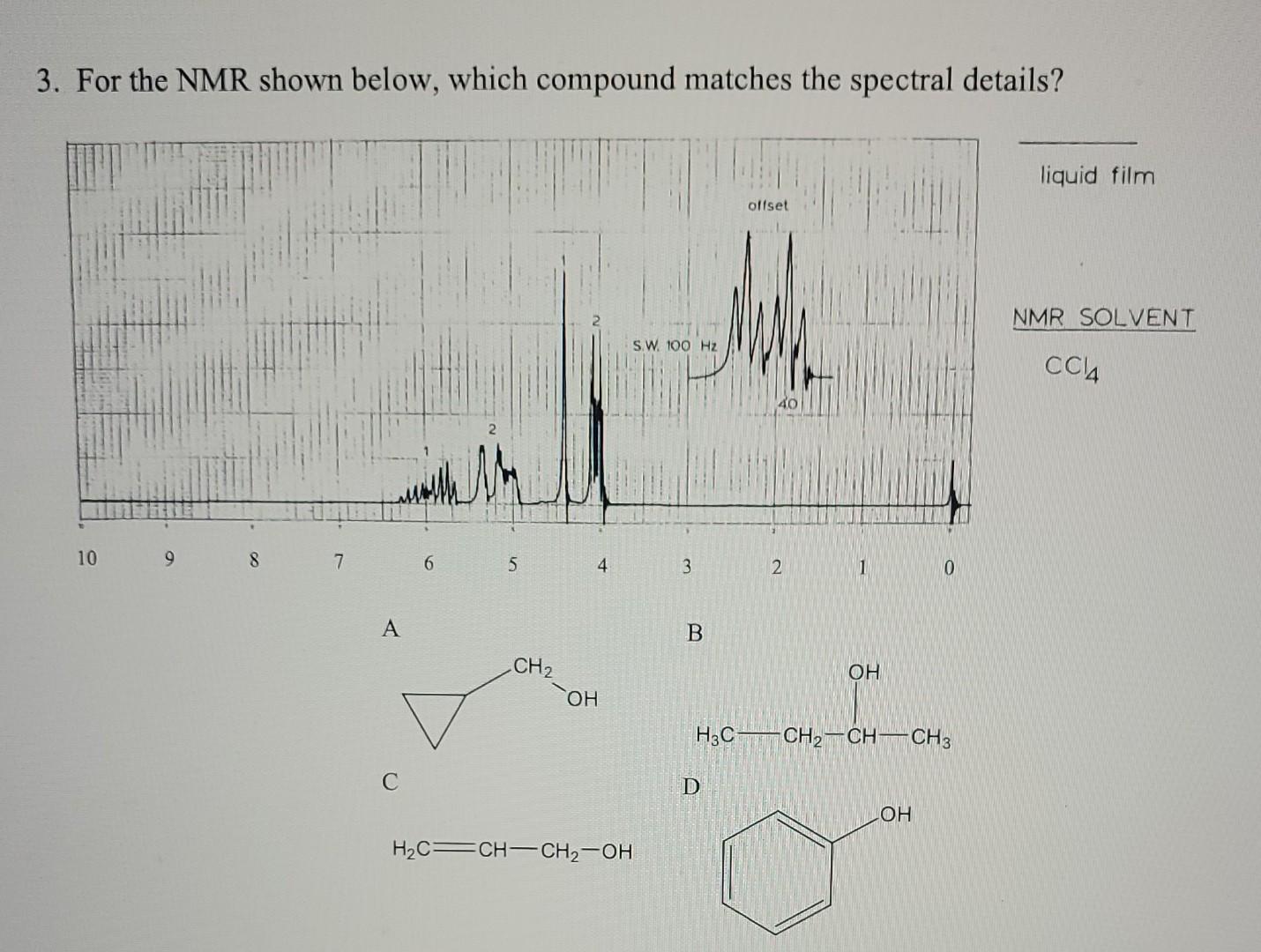 Solved choose which matches the NMR chart. Either compound | Chegg.com