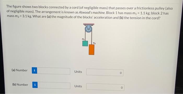 Solved The figure shows two blocks connected by a cord (of | Chegg.com