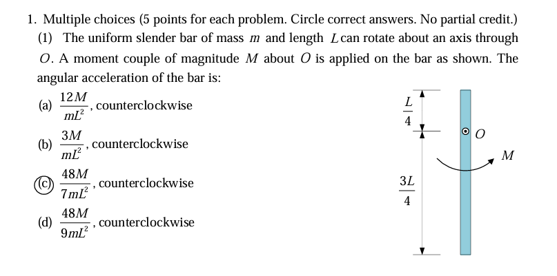 Solved Multiple choices (5 ﻿points for each problem. Circle | Chegg.com