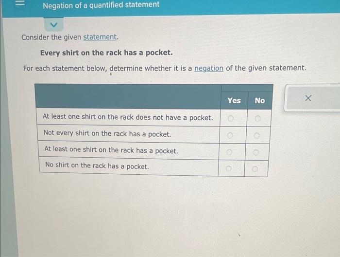 [Solved]: Every shirt on the rack has a pocket Conside